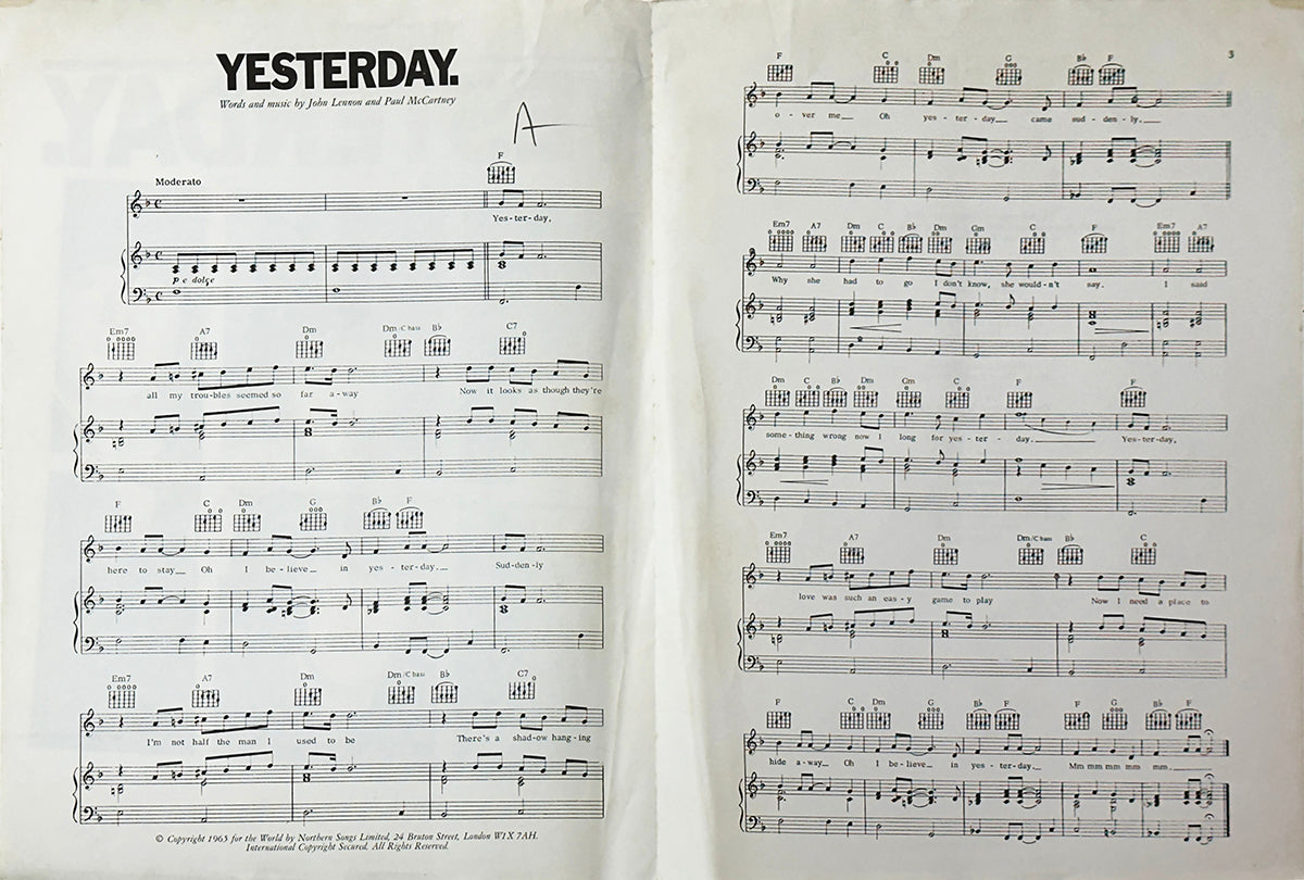 Yesterday Sheet Music - Rare Records Au