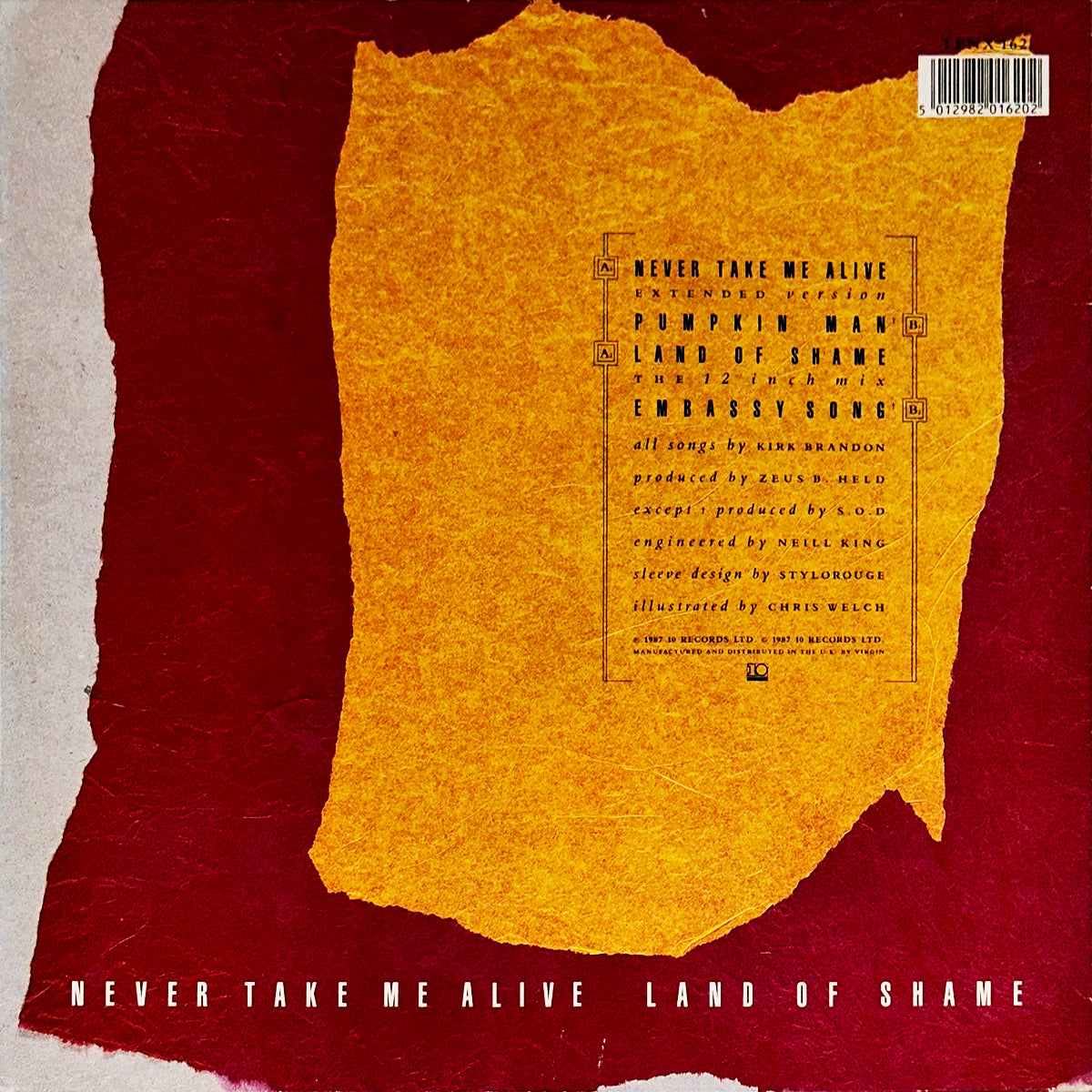 Never Take Me Alive / Land Of Shame - Rare Records Au