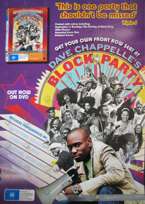 Dave Chappelle's Block Party' DVD Release Poster - Rare Records Au