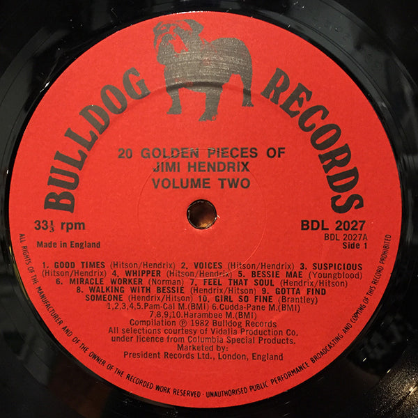 20 Golden Pieces Of Jimi Hendrix - Rare Records Au