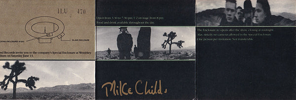 U2 Joshua Tree Tour 'Special Enclosure' Invite - Rare Records Au