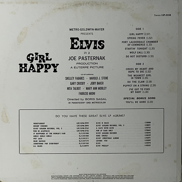 Girl Happy (Original Soundtrack Album) - Rare Records Au