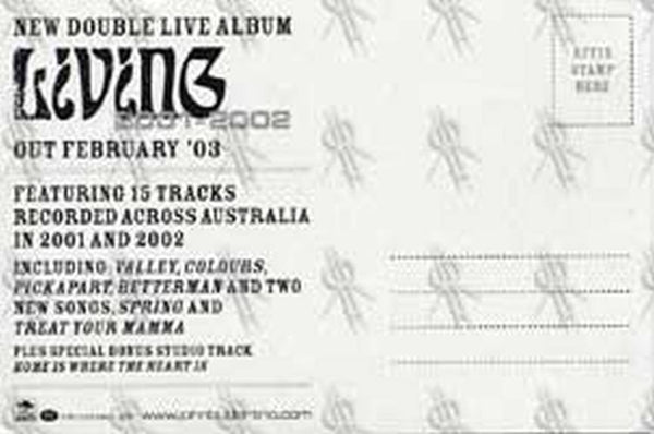 Living 2001-2002' Postcard - Rare Records Au
