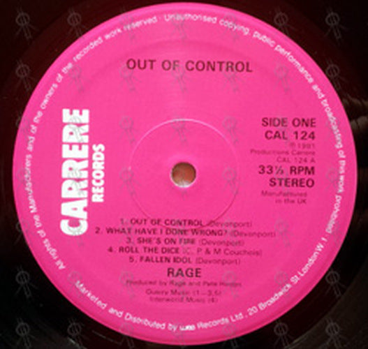 Out Of Control - Rare Records Au