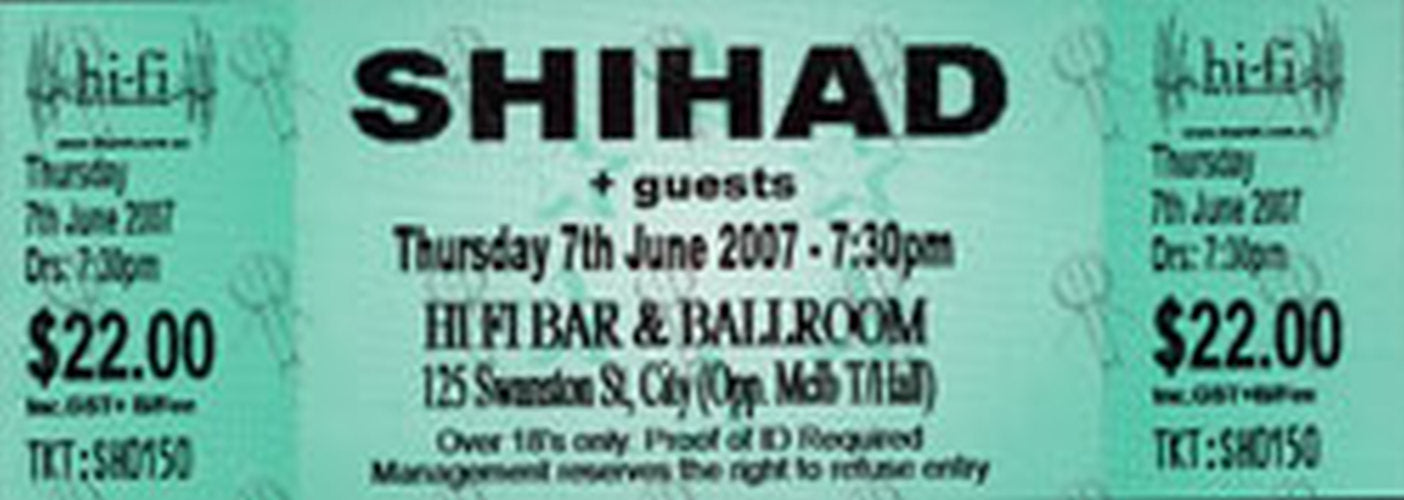 Hi-Fi Bar, Melbourne, Thursday 7th June, Unused Ticket - Rare Records Au