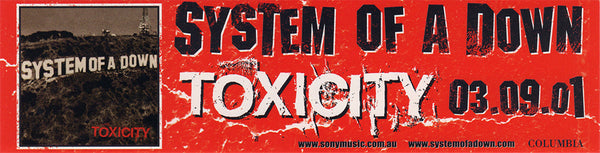 Toxicity Album Promo Sticker - Rare Records Au